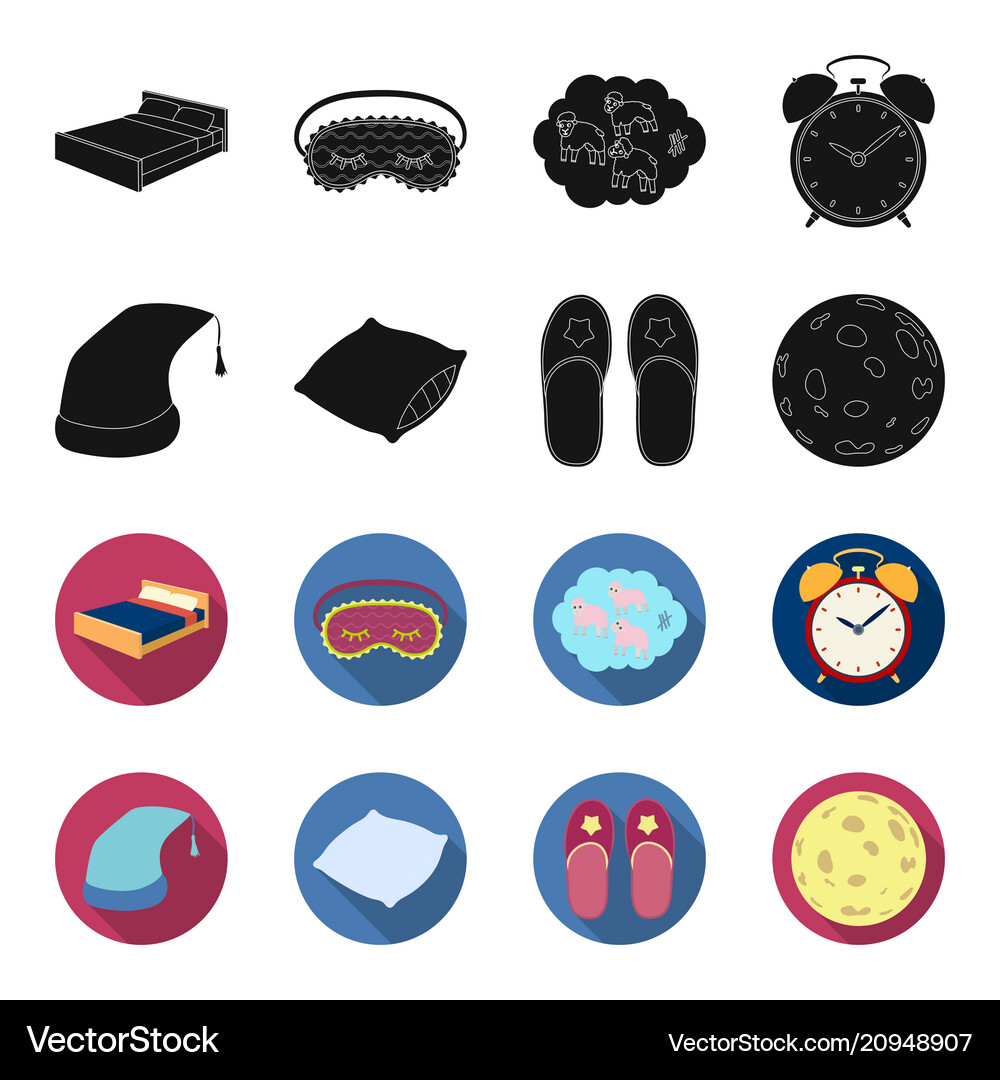 Night cap pillow slippers moon rest and sleep Vector Image