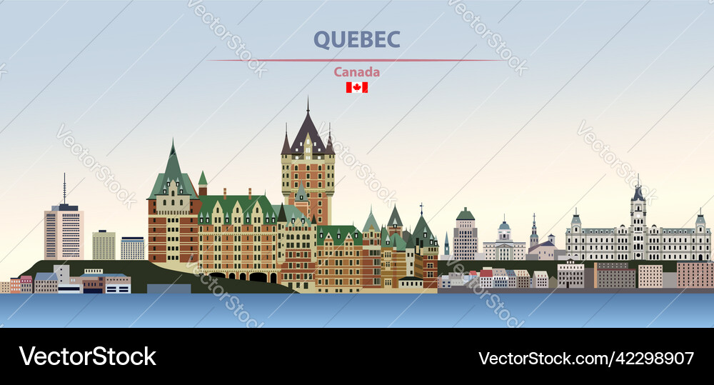 Quebec city skyline on colorful gradient Vector Image