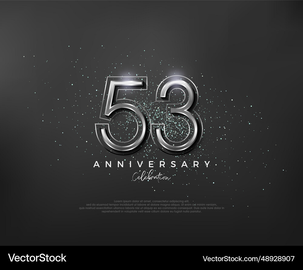 Silver metallic number design premium number 53rd Vector Image