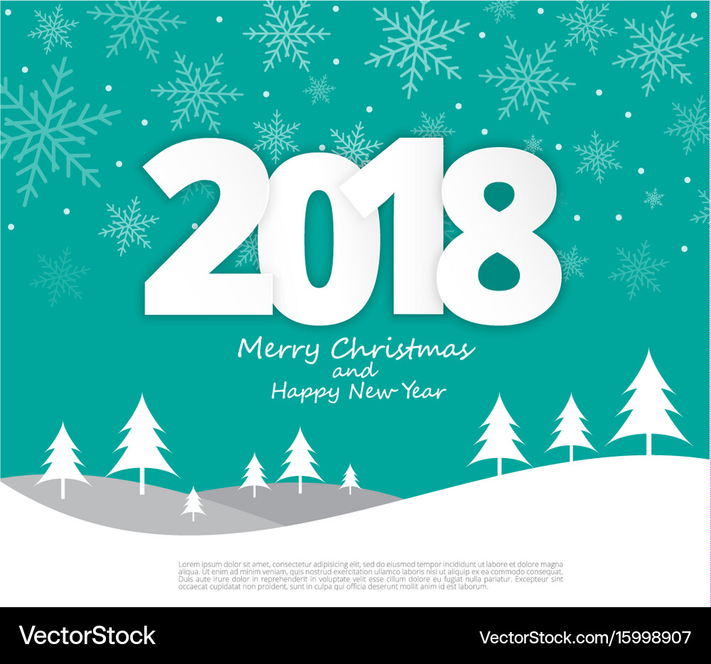 Text 2018 christmas paper style on merry Vector Image