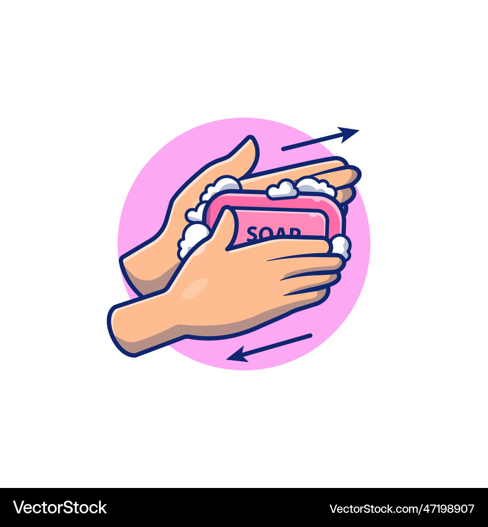 Washing hand with soap cartoon Royalty Free Vector Image