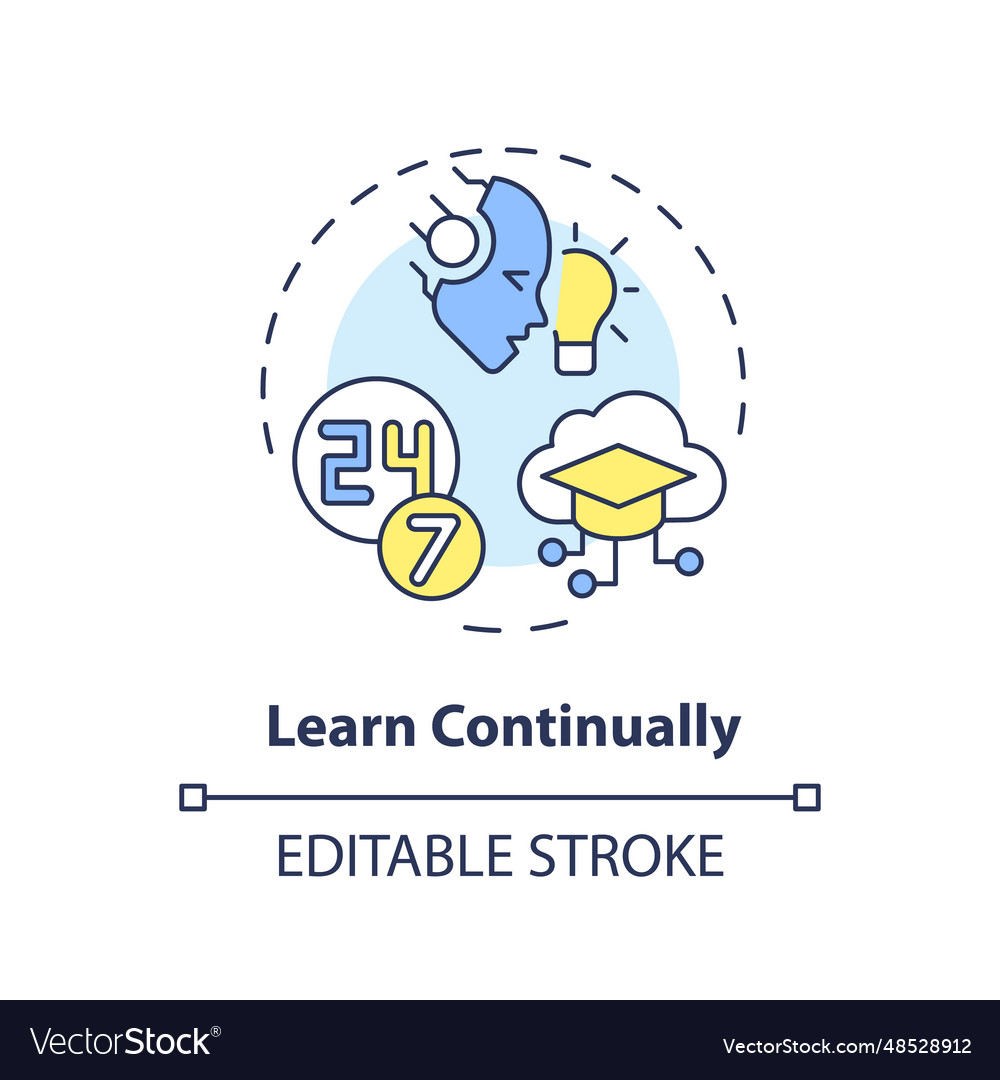 2d thin linear colorful learn continually icon Vector Image