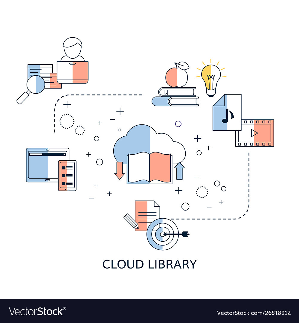 Cloud library cloud library Royalty Free Vector Image