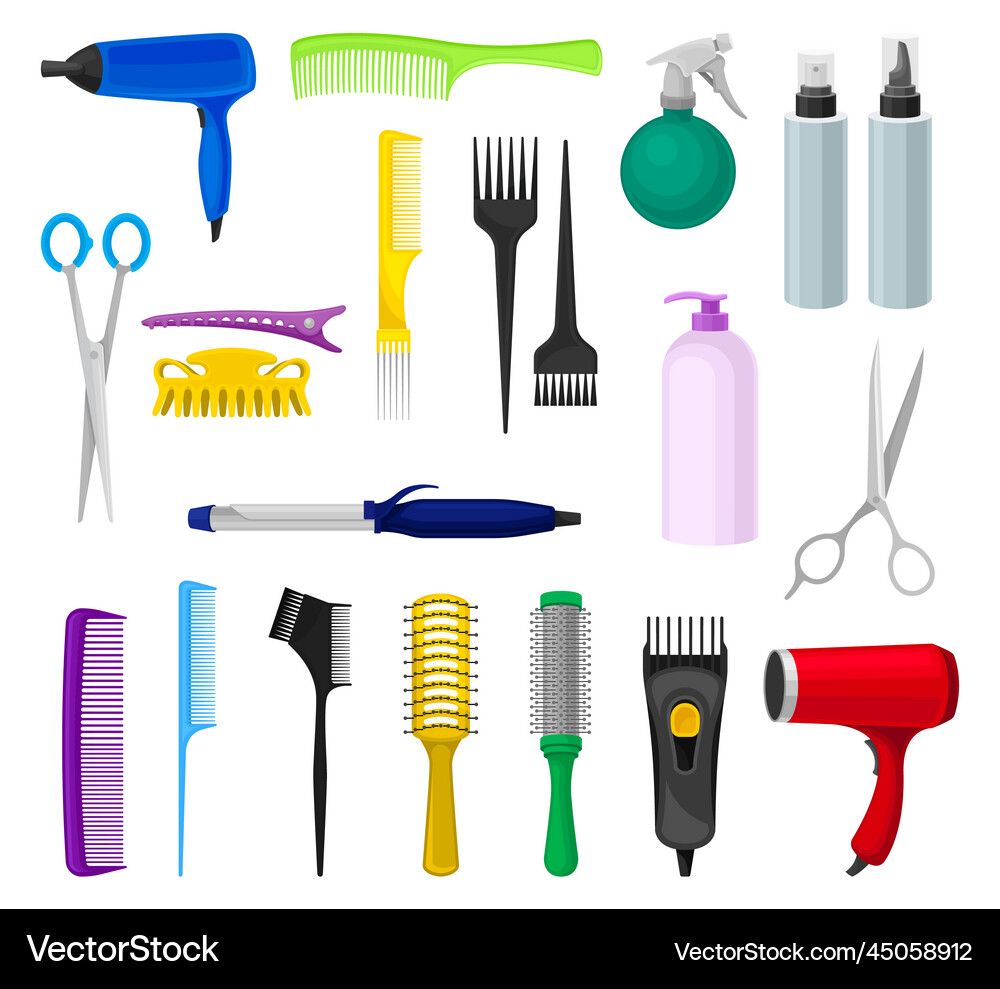 Hairdressing tools and equipment with comb Vector Image
