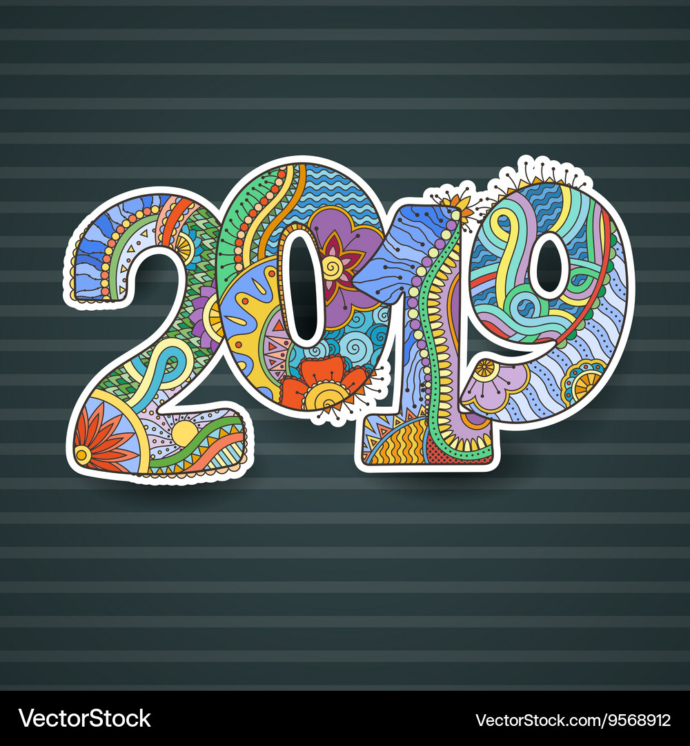 Happy new year 2019 celebration number Royalty Free Vector