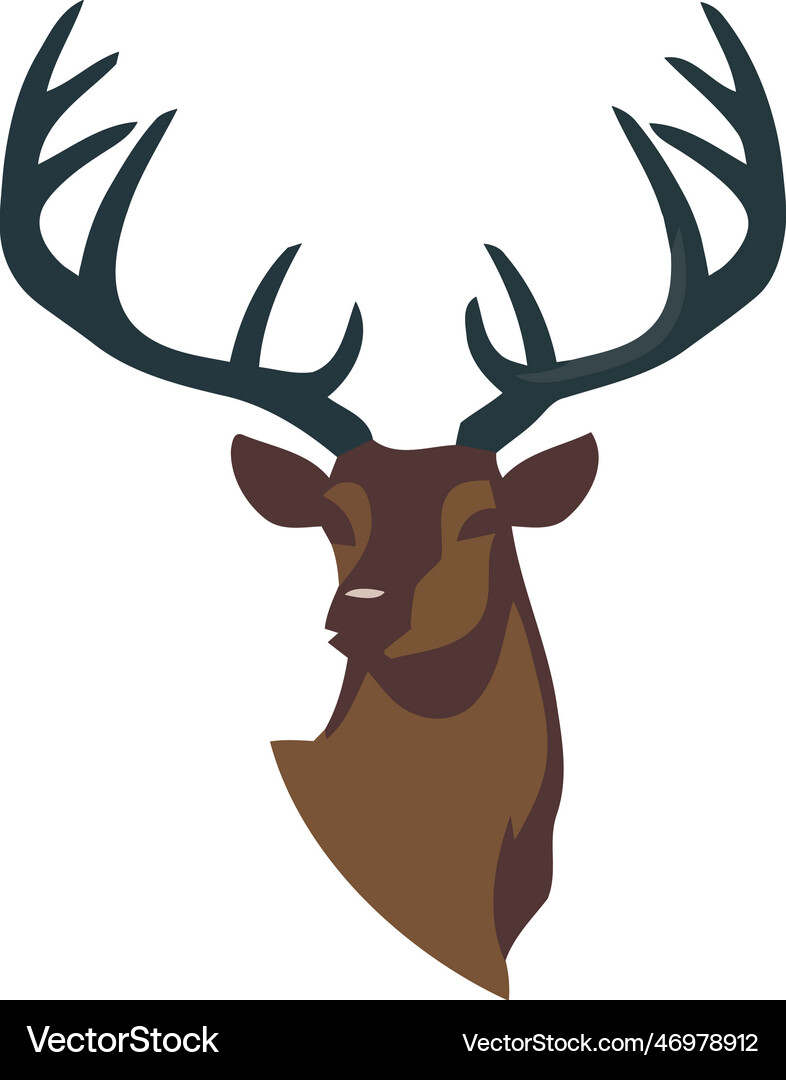 Horned stag head isolated icon Royalty Free Vector Image