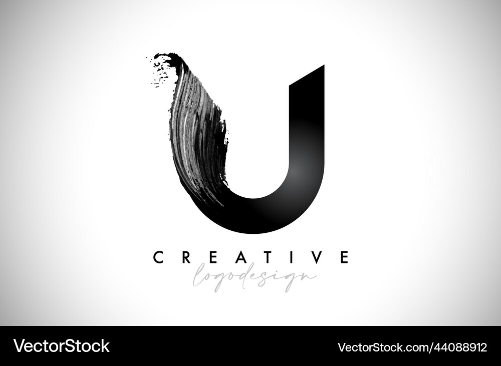Letter u logo brush stroke with artistic – Royalty-Free Vector ...