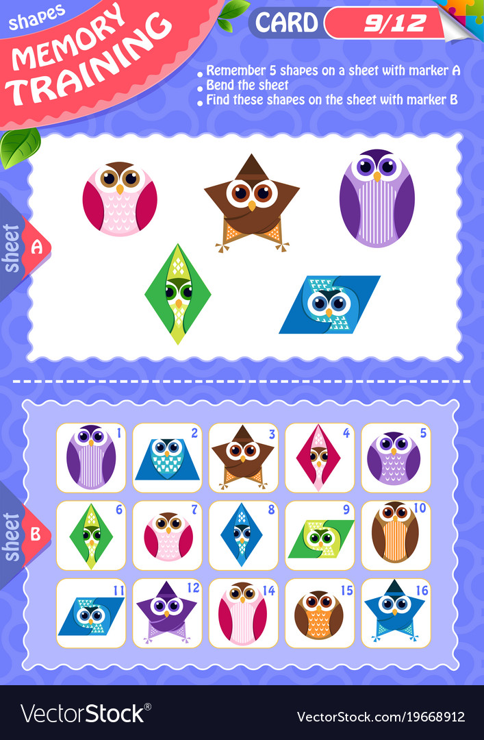 Memory game children shapes 9 Royalty Free Vector Image