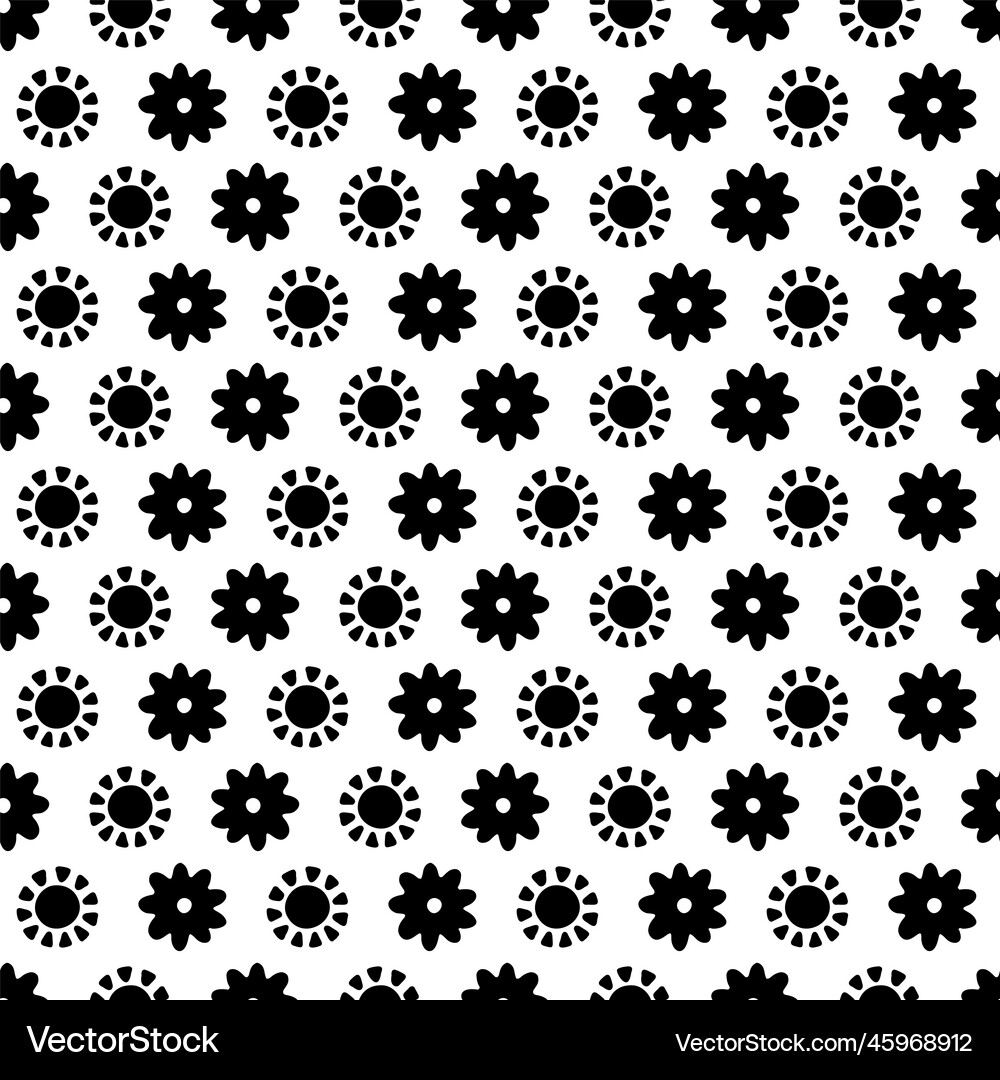 Monochrome folk art floral seamless pattern Vector Image