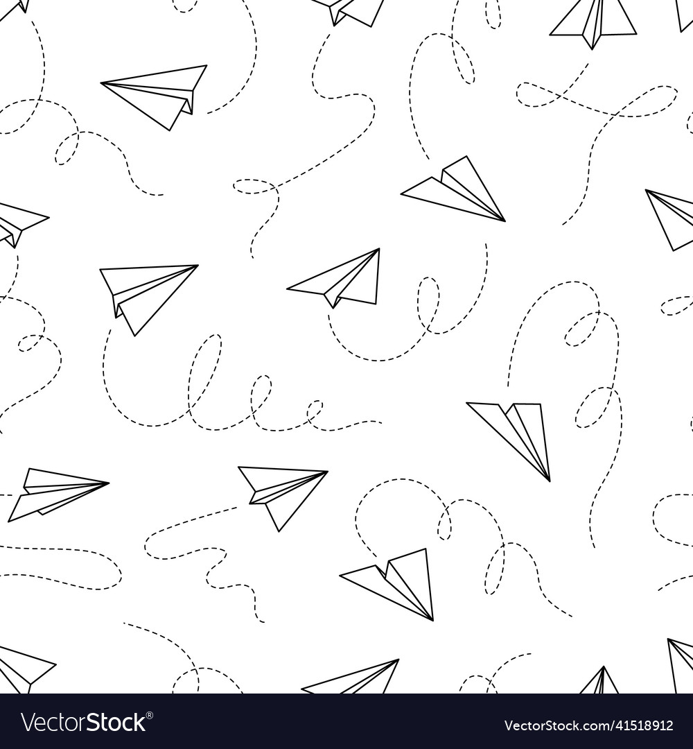 Paper airplane seamless pattern Royalty Free Vector Image