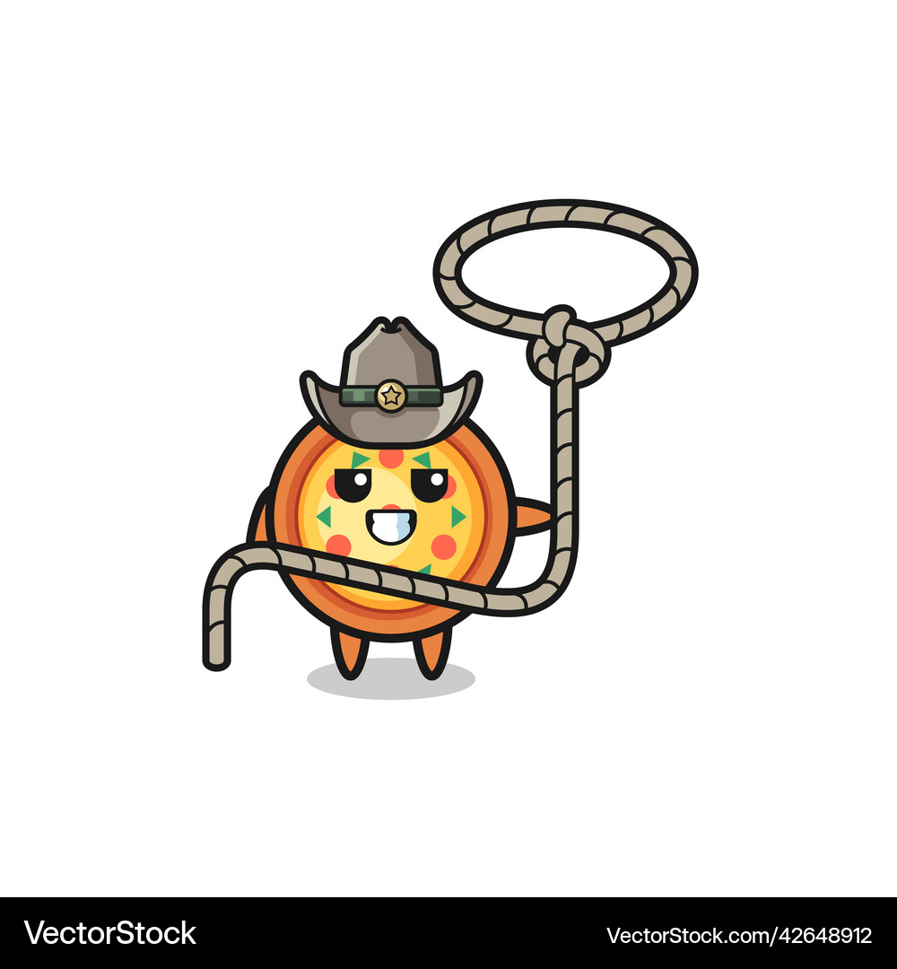 Pizza cowboy with lasso rope Royalty Free Vector Image