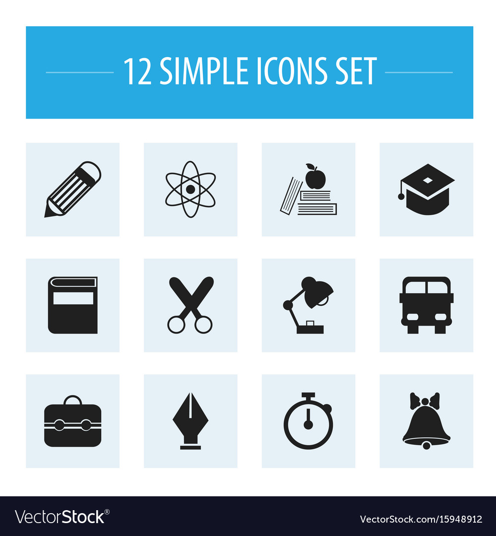 Set of 12 editable education icons includes Vector Image