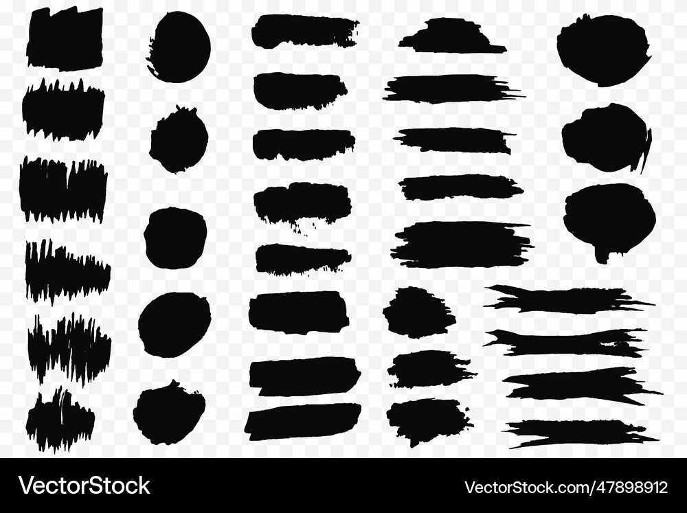 Set of brushes black brush stroke text Royalty Free Vector