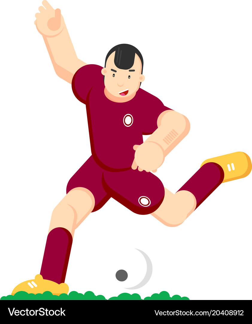 Soccer player hits the ball Royalty Free Vector Image