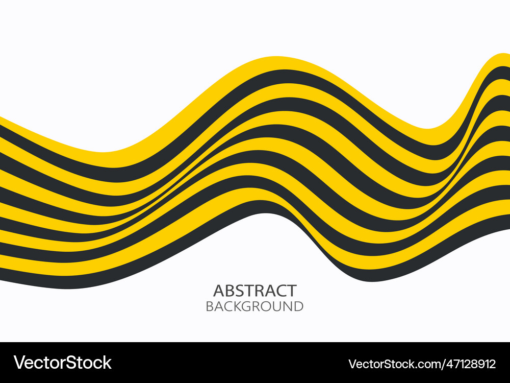 Striped wavy background black-yellow stripes Vector Image