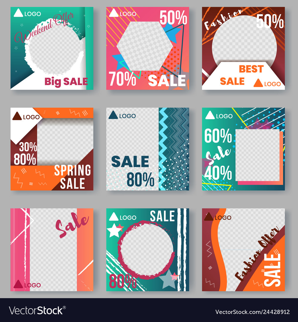Templates set with gradient elements ad posters Vector Image