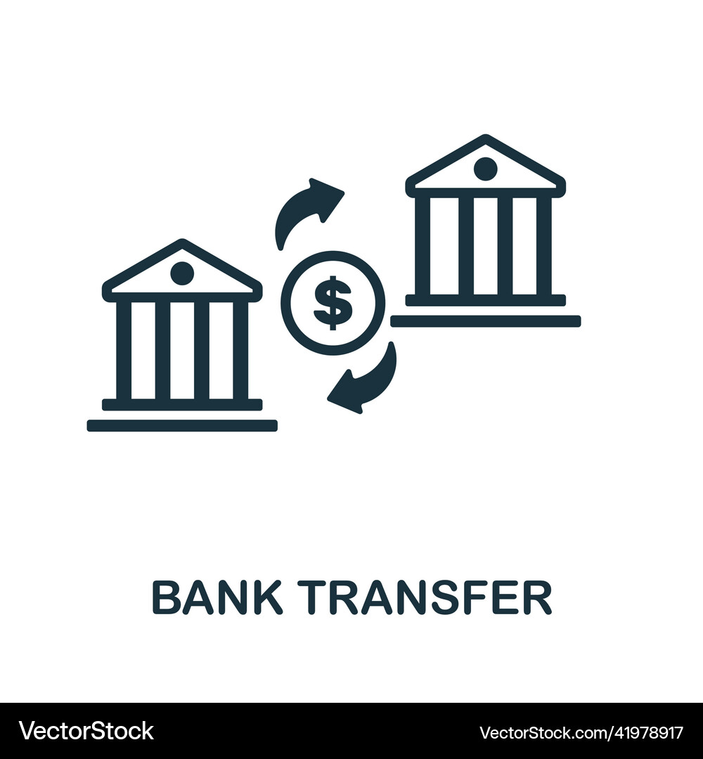 Bank transfer icon monochrome simple Royalty Free Vector