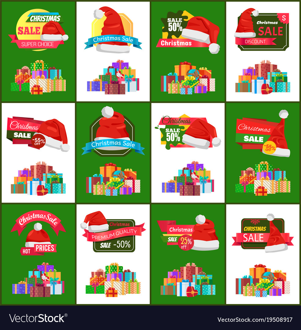 Big set of christmas discounts Royalty Free Vector Image