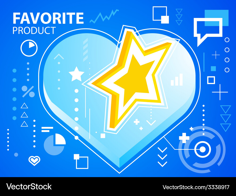 Bright heart and star on blue background Vector Image