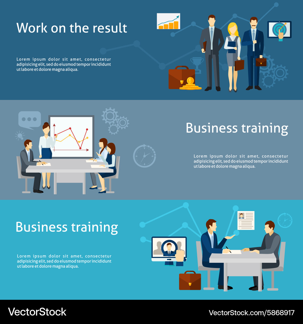 Business coaching investment flat banners set Vector Image