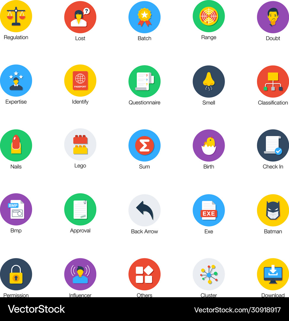 Collection technology flat icons Royalty Free Vector Image