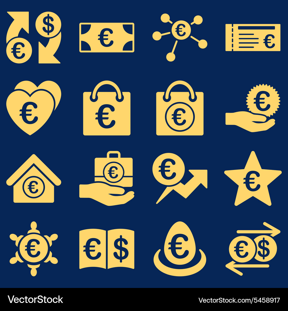 Euro banking business and service tools icons Vector Image