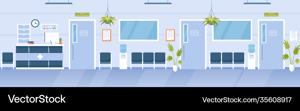 Hospital reception hall clinic interior cartoon Vector Image