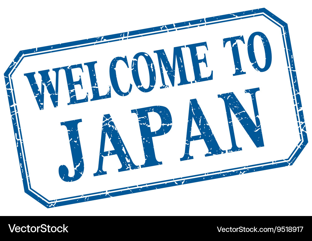 Japan - welcome blue vintage isolated label Vector Image