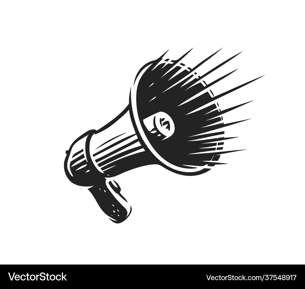 Loudspeaker symbol megaphone isolated on white Vector Image