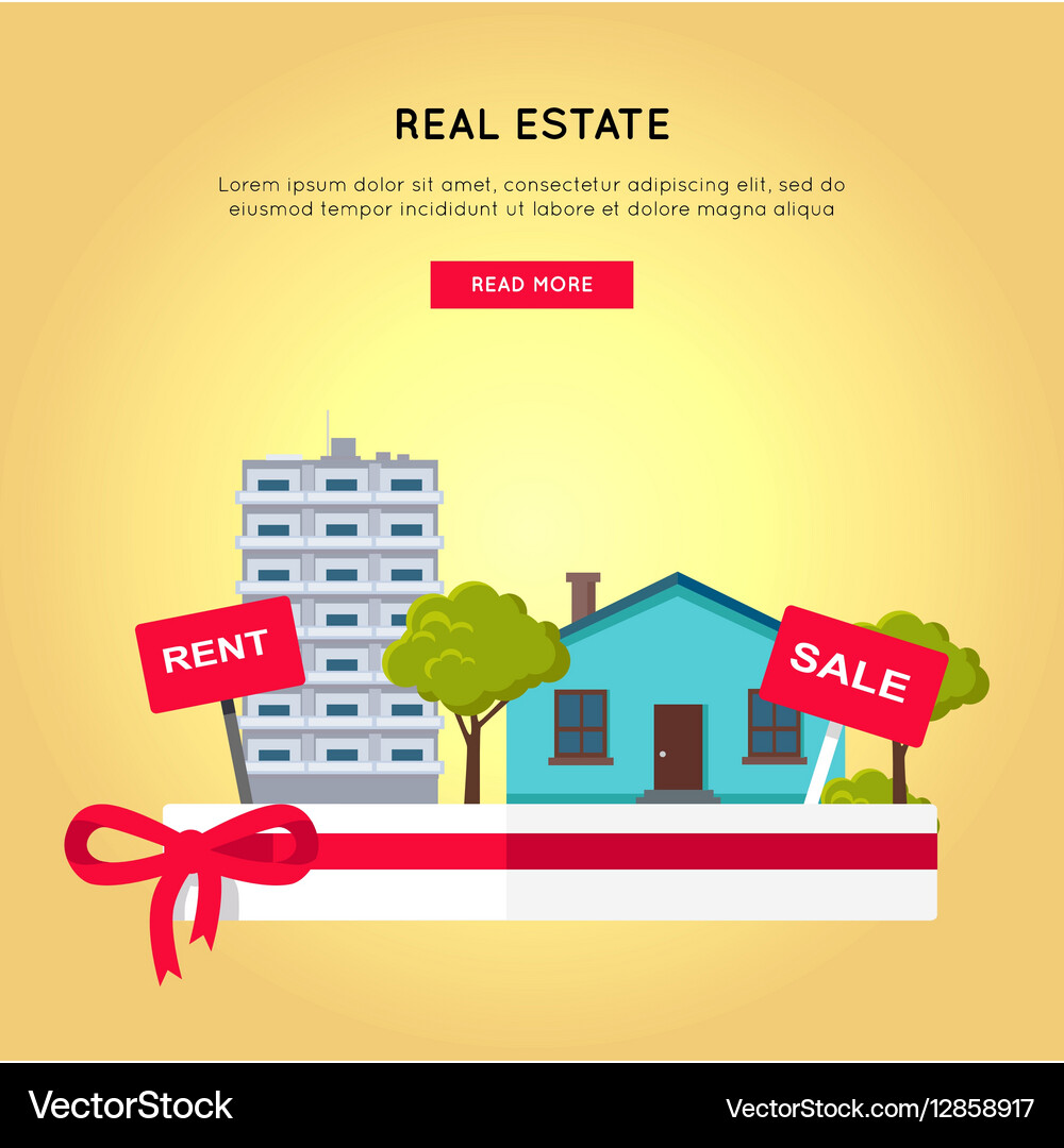 Real estate web banner in flat design Royalty Free Vector