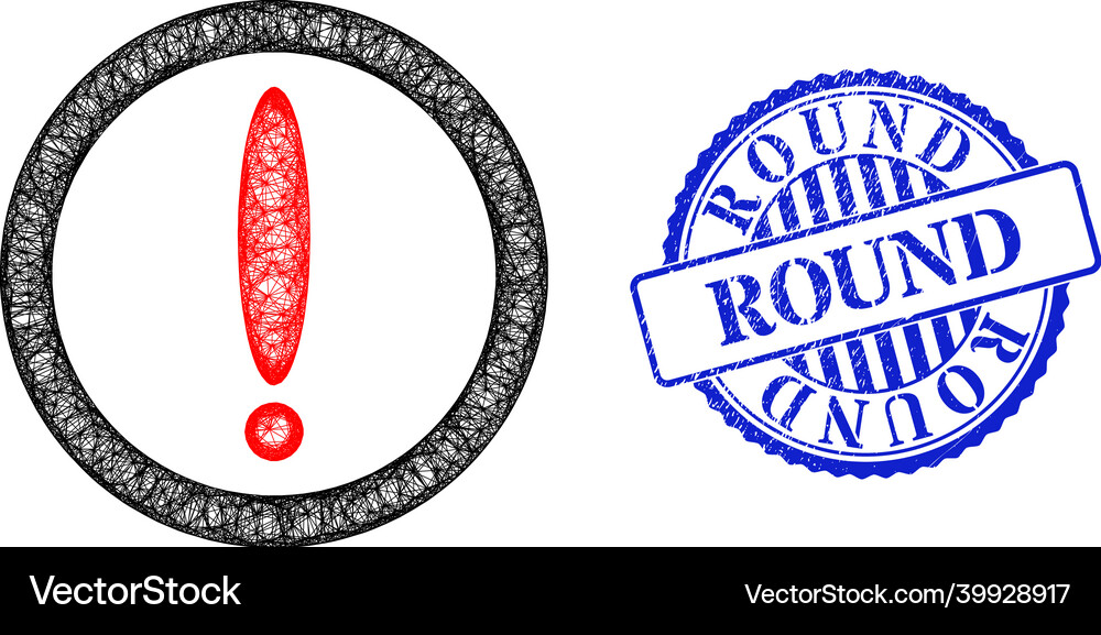Rubber round stamp seal and network round warning Vector Image