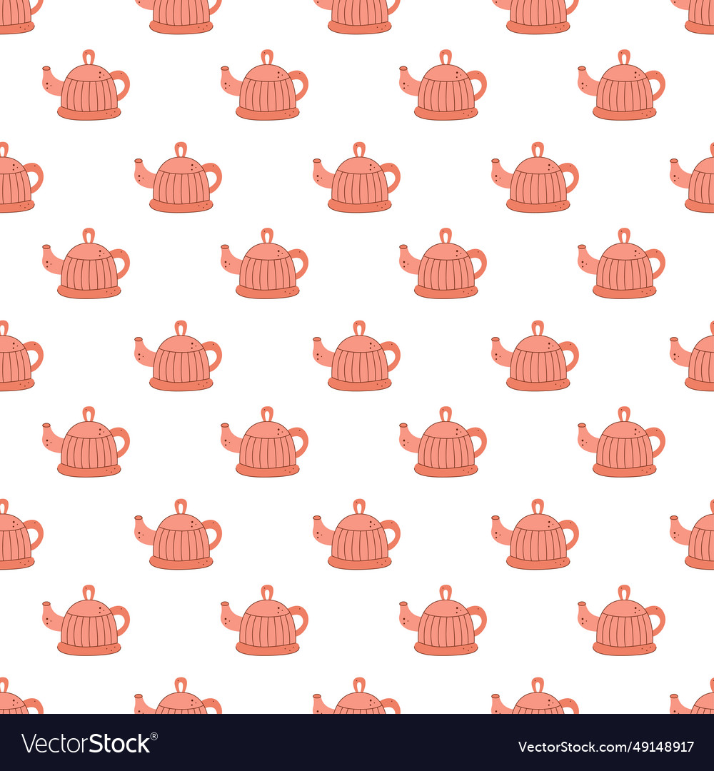 Seamless pattern with teapot flat Royalty Free Vector Image