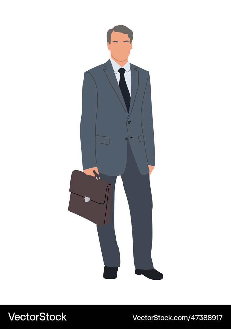 Senior business man character standing art Vector Image