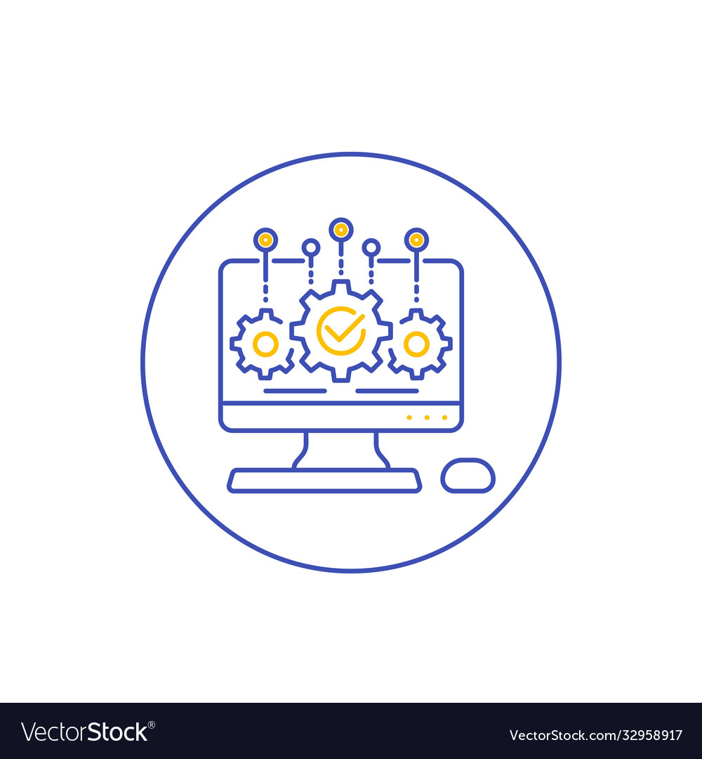 Software development and integration icon line Vector Image
