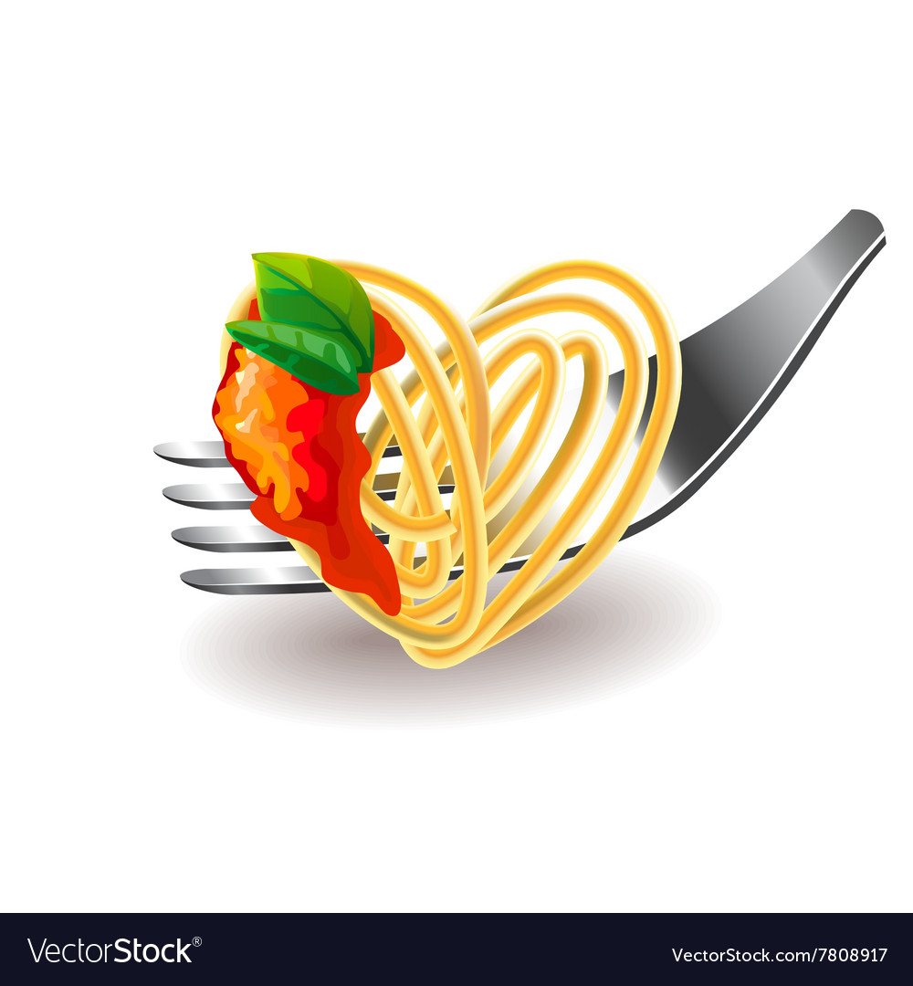 Spaghetti on fork isolated Royalty Free Vector Image