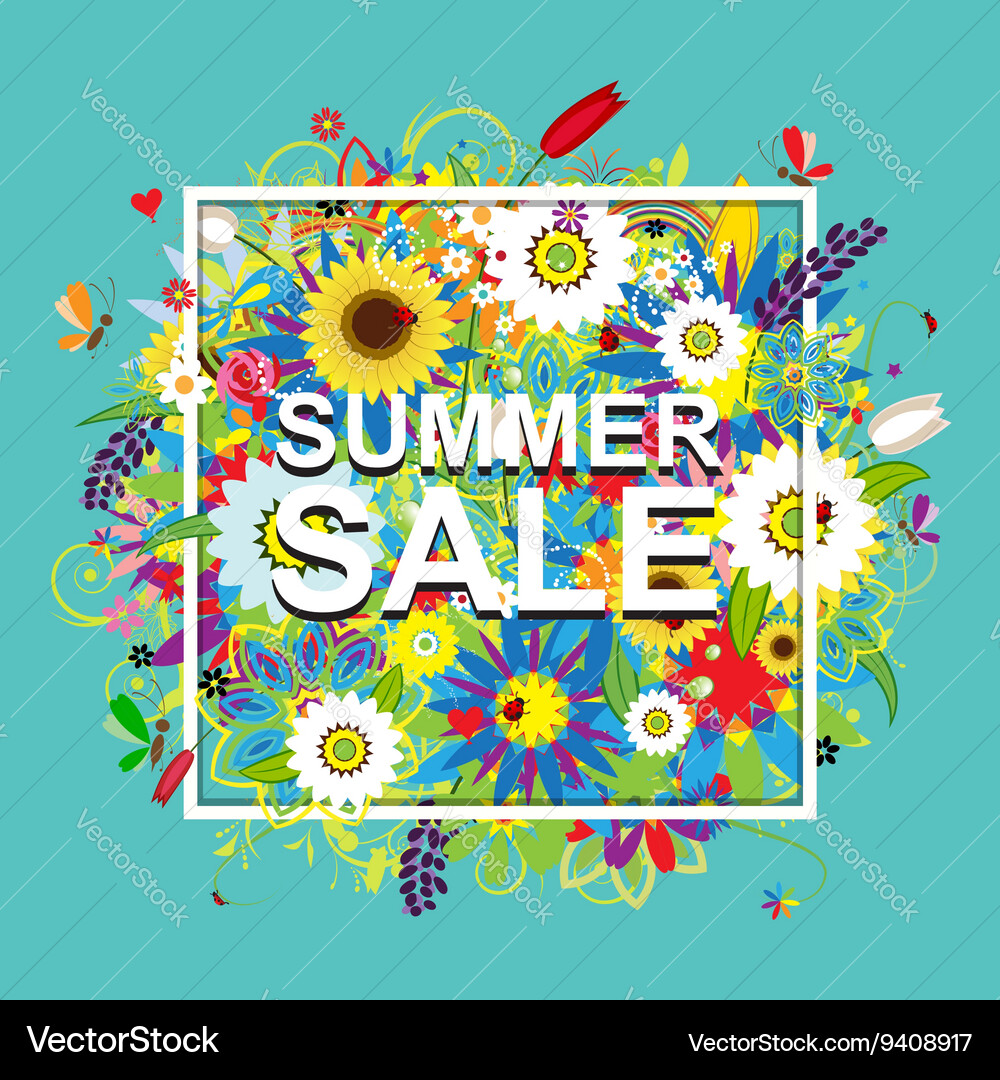 Summer sale floral frame for your design Vector Image