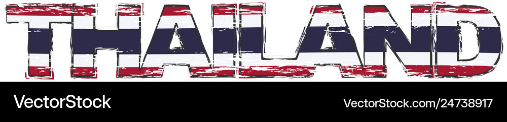 Word thailand with national flag under Royalty Free Vector