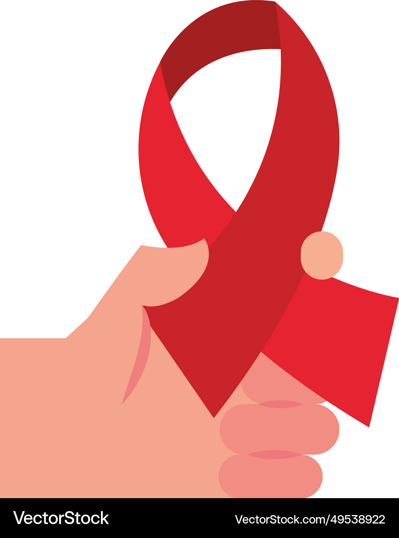 Aids day hand with red ribbon Royalty Free Vector Image
