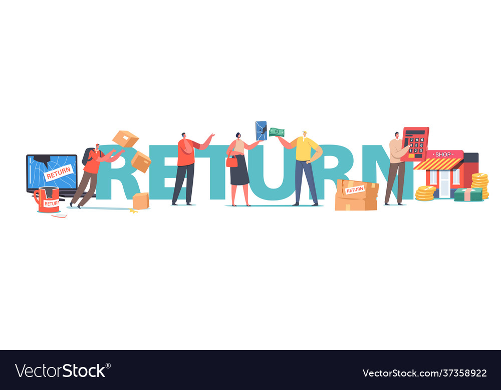 Broken goods return concept characters return Vector Image