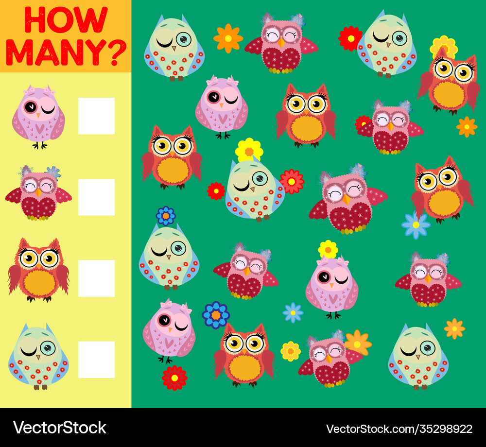 Cartoon educational counting activity game Vector Image