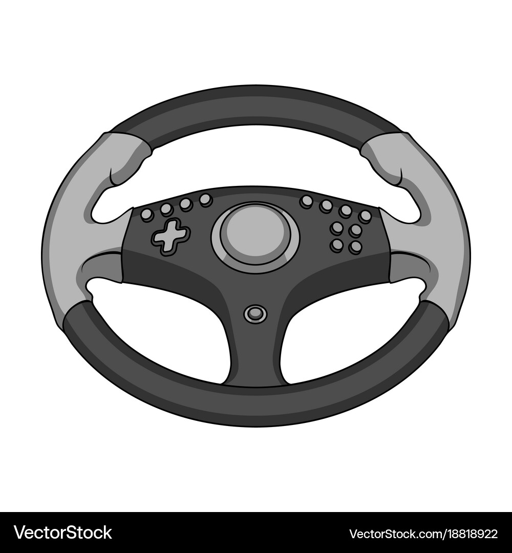Game steering wheel single icon in monochrome Vector Image
