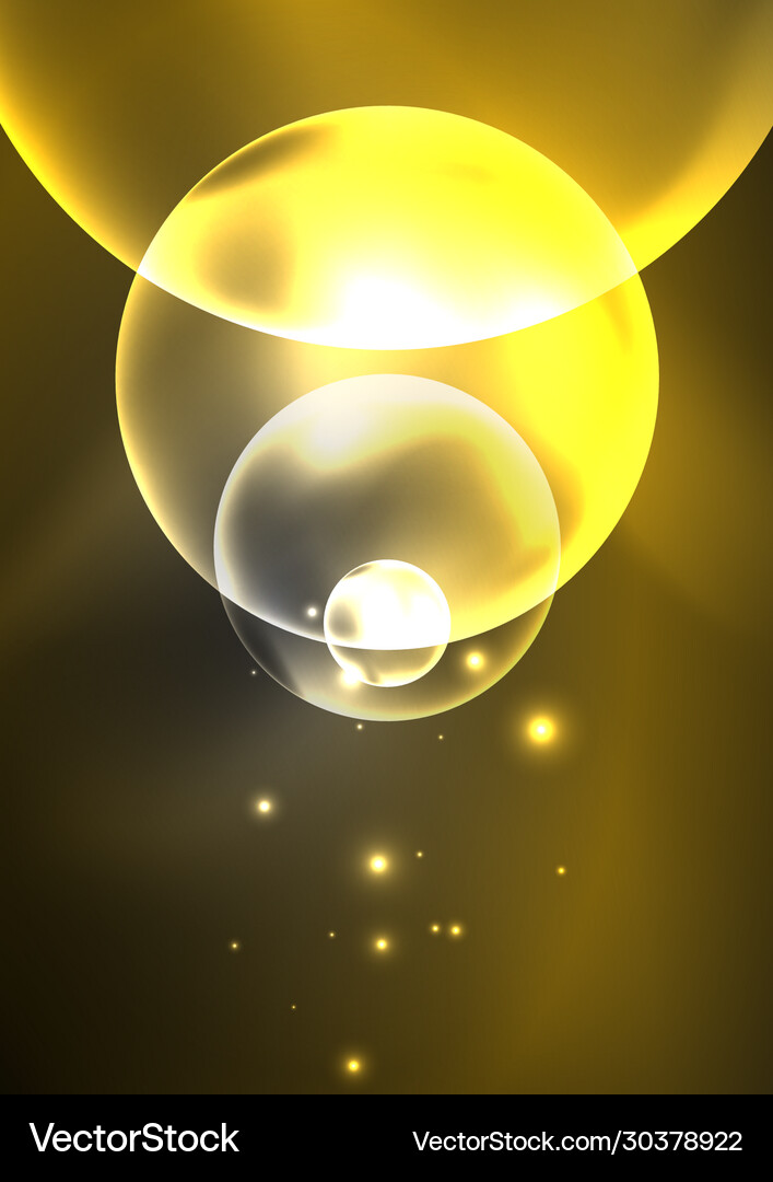 Glowing neon shiny transparent bubbles glass Vector Image