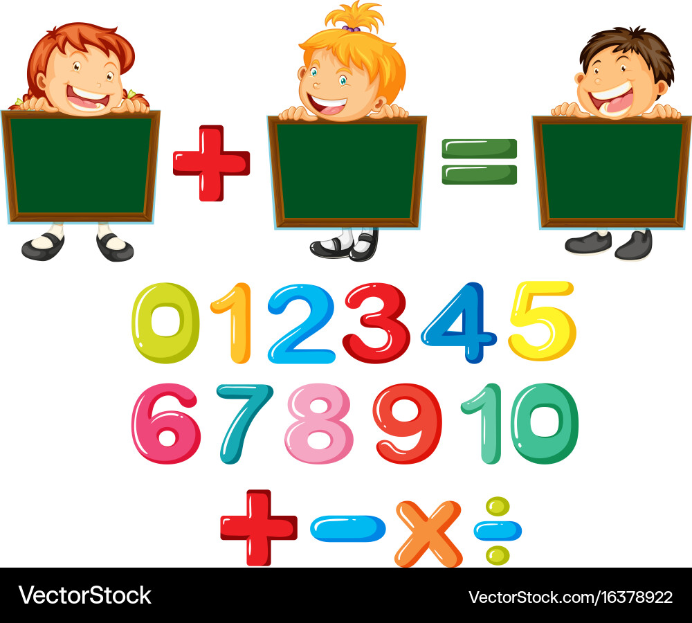 Happy children and numbers Royalty Free Vector Image