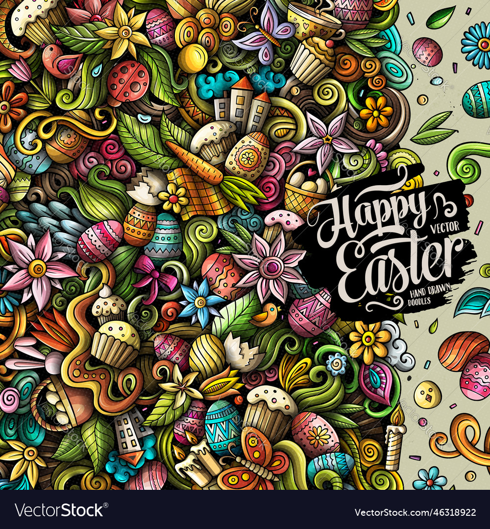 Happy easter doodle border Royalty Free Vector Image