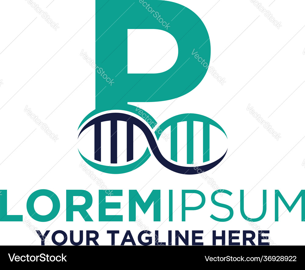 Letter p with dna logo design Royalty Free Vector Image