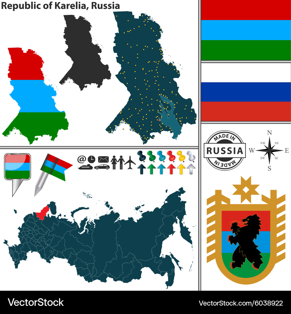 Map of republic karelia Royalty Free Vector Image