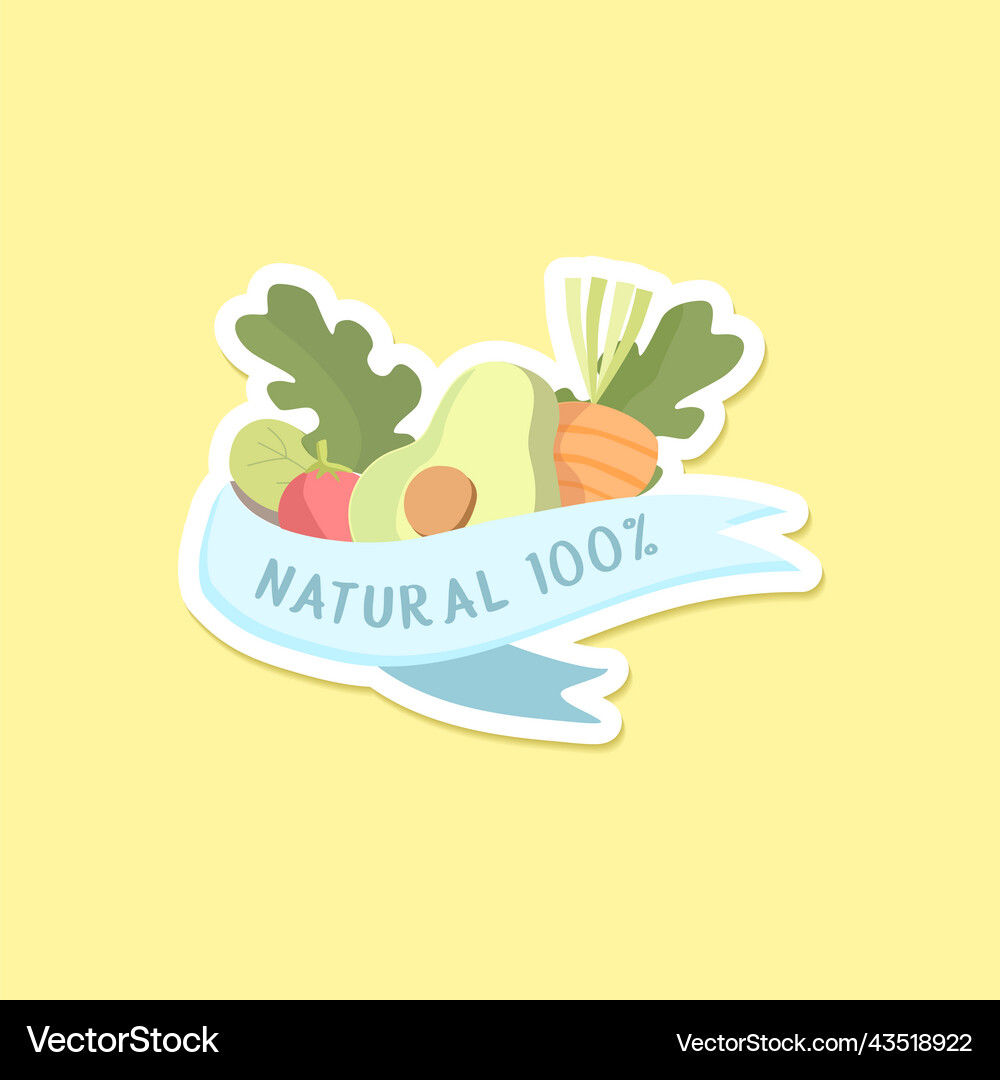 Natural fresh food badge Royalty Free Vector Image