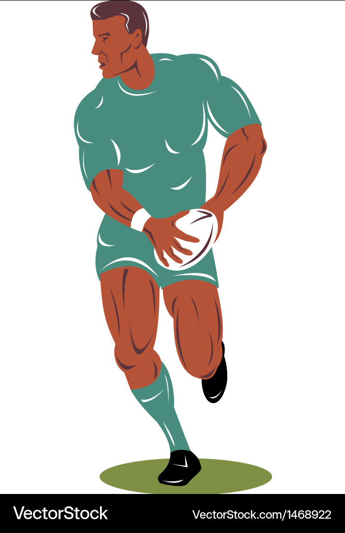 Rugby player running with the ball Royalty Free Vector Image