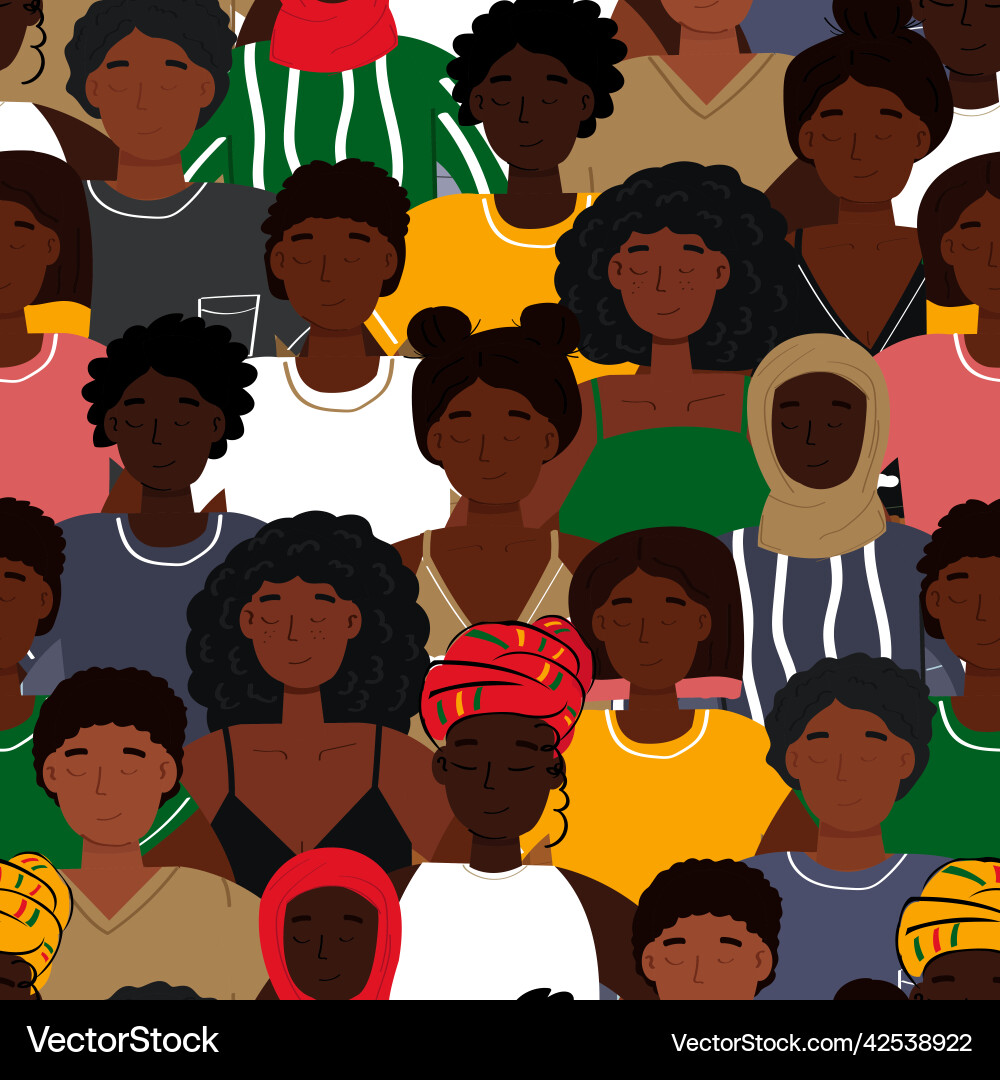 Seamless pattern with black men and women Vector Image
