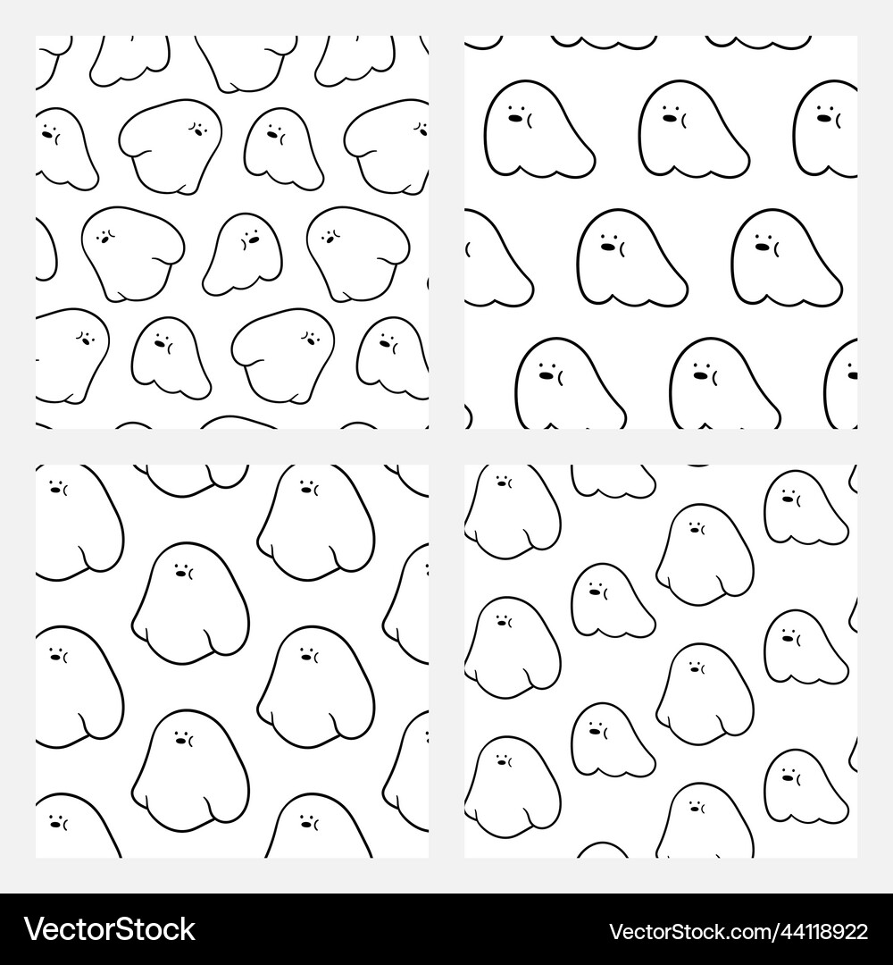 Set of cute ghost pattern in cartoon style Vector Image
